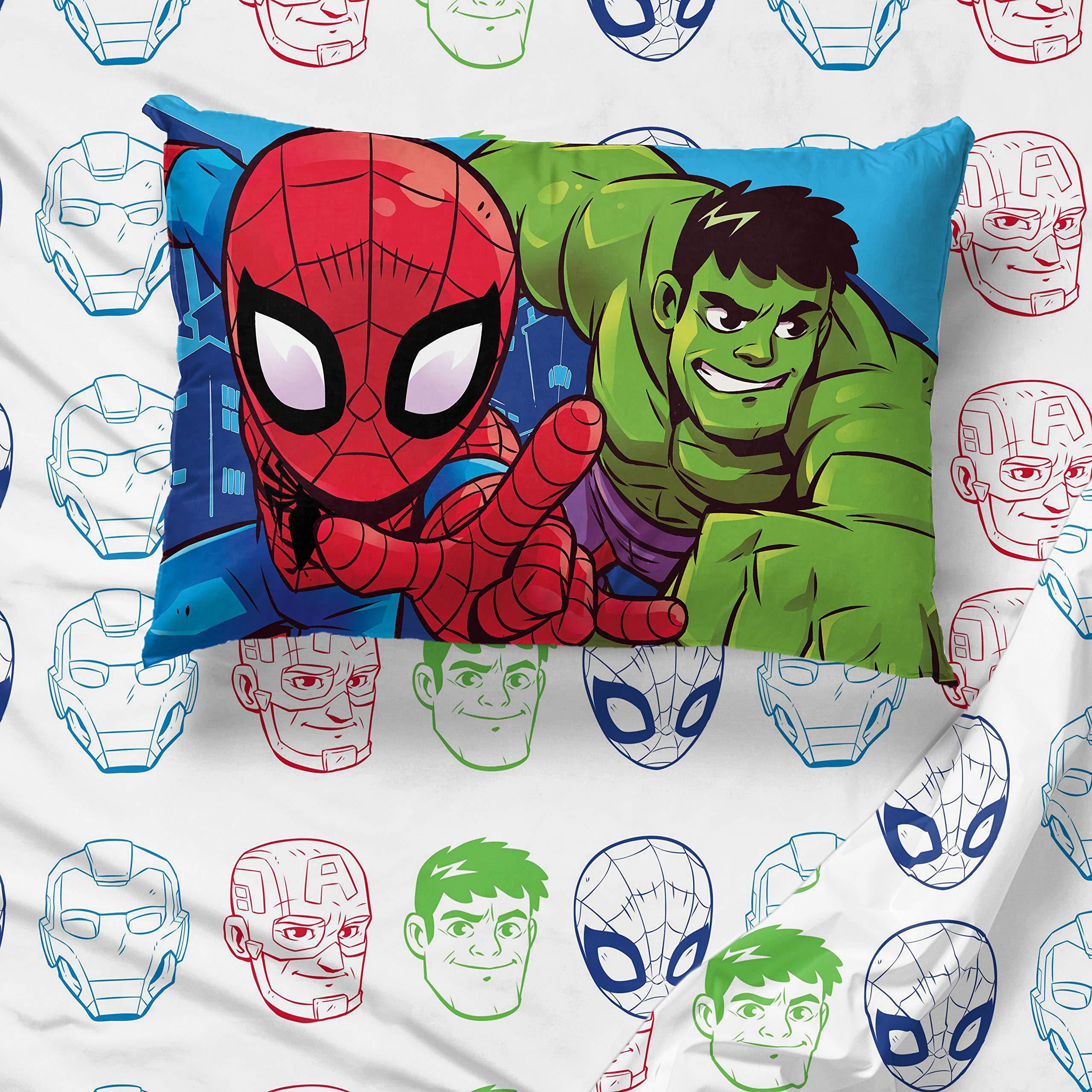 Jay Franco Marvel Super Hero Adventures Avengers Heroes Amigos 4 Piece Toddler Bed Set β Super Soft Microfiber Bed Set β Bedding Features Captain America, Hulk, Iron Man, & Spiderman