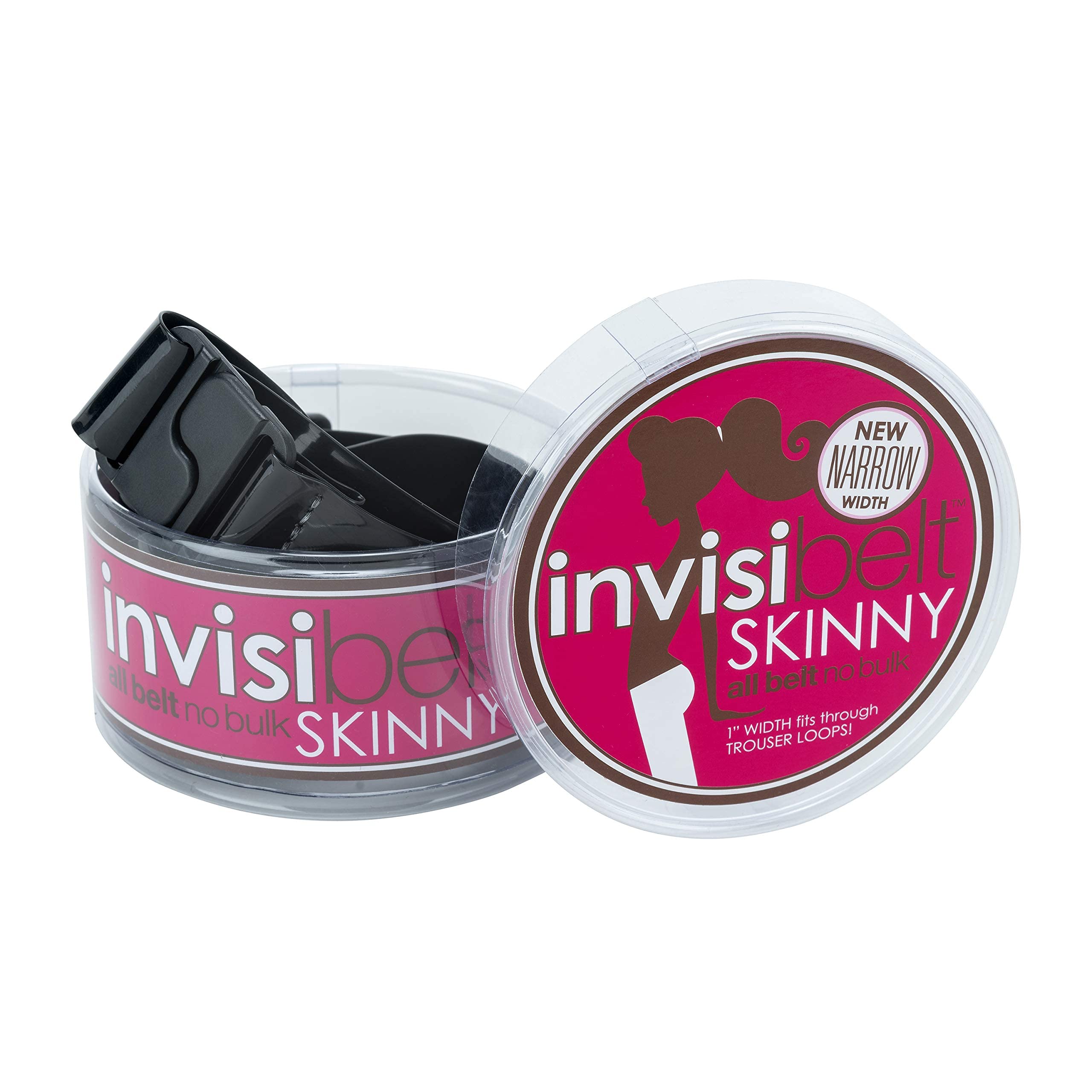 Invisibelt Skinny Belt - Lay Flat, Adjustable, No Buckle Belt with Narrow Band (Black Croc, Standard (0-14))