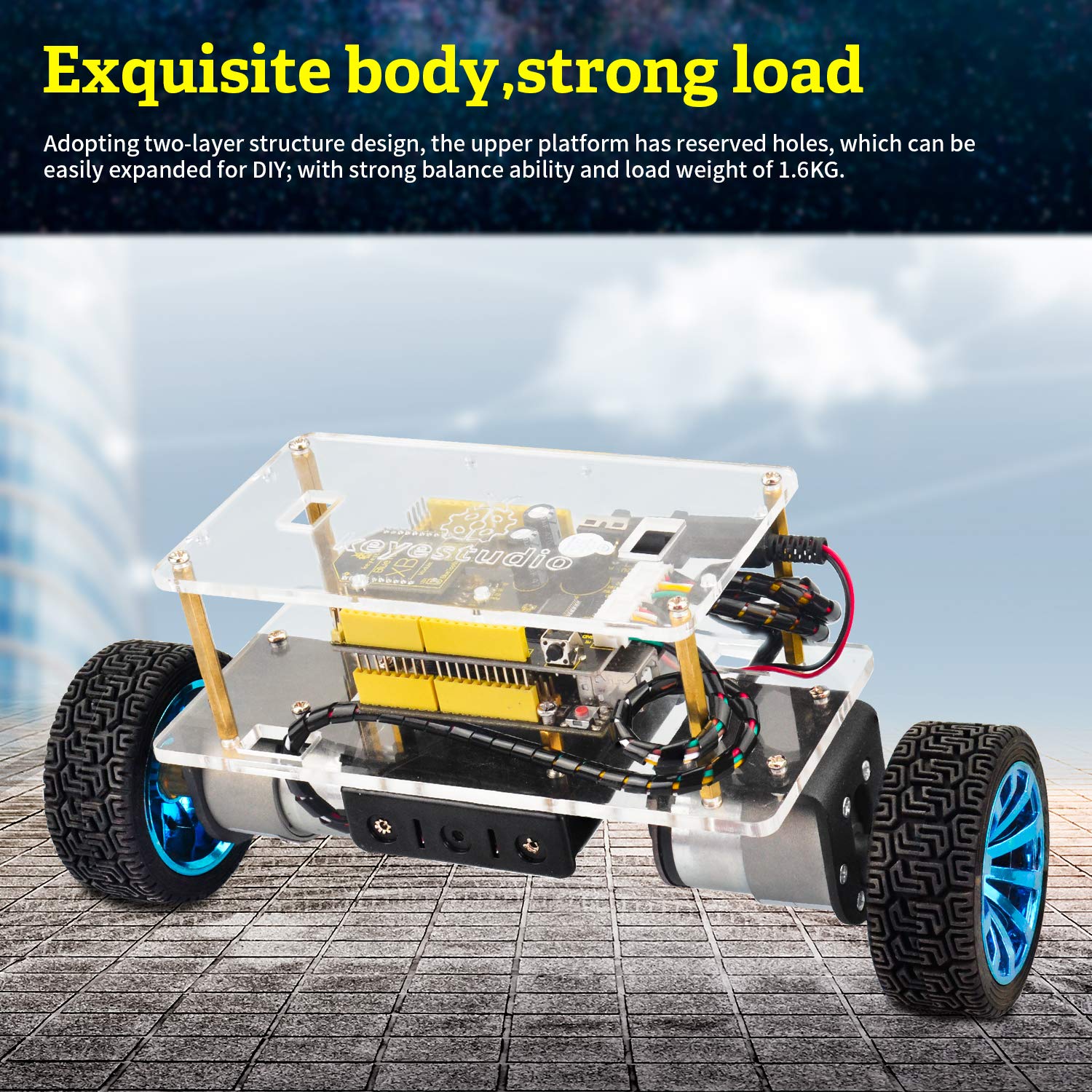 KEYESTUDIO Self-Balancing Robot Car Kit for Arduino DIY Project, Wireless Bluetooth Control, Strong DC Motors, Robotics and Electronics STEM Smart Car Kit for Adults to Build