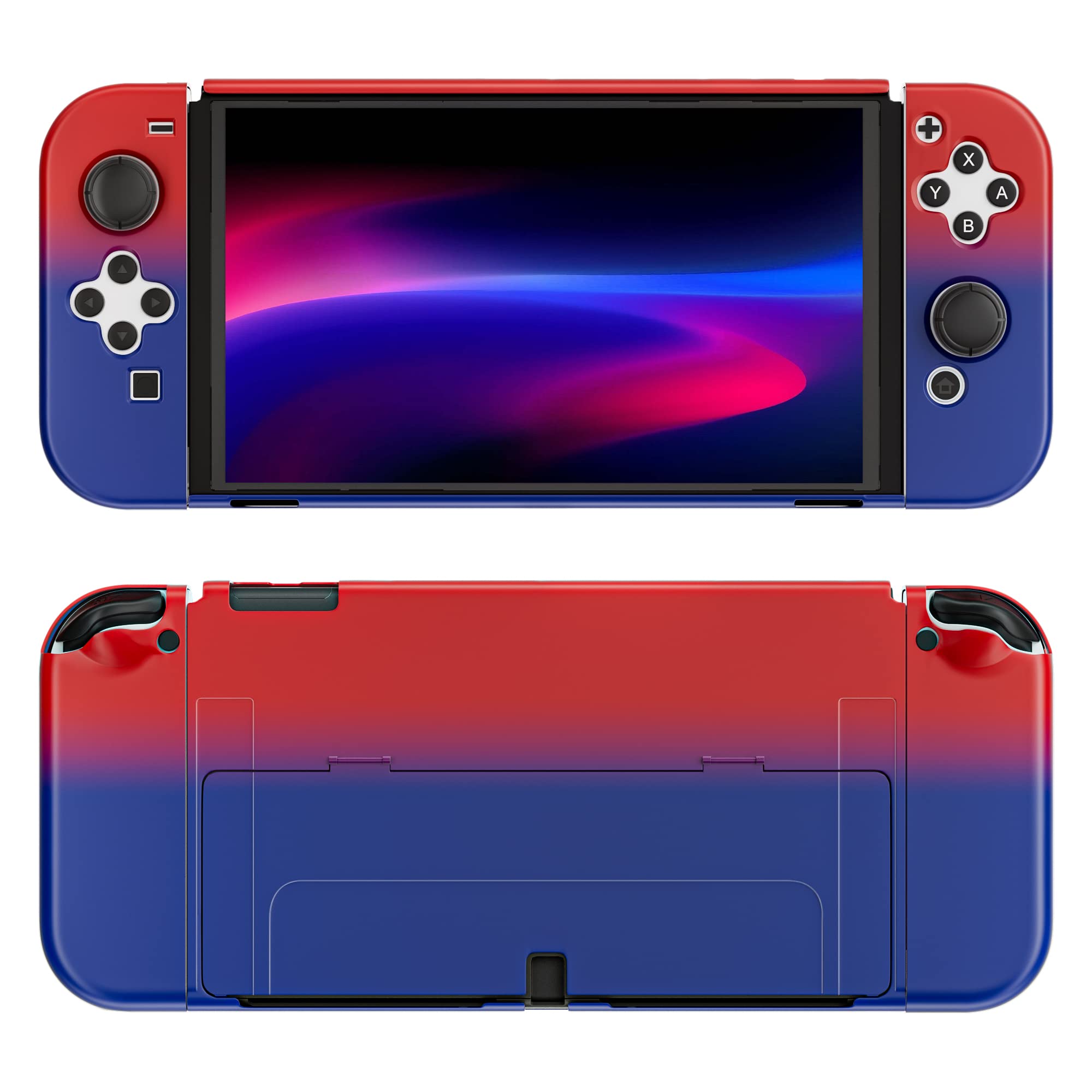 RHOTALL Gradient Color Case Compatible with Nintendo Switch OLED, Micro Frosted Feel Protective Shell for Switch OLED and Joycon Controller - Red and Blue