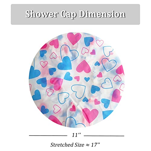 Shower Cap, Reusable Plastic Elastic Bathing Waterproof Hair Cap For Spa, Home, Hotel and Hair Salon (Love + Bear)
