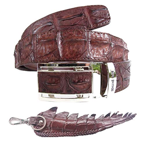 Julie Genuine Real Backbone Crocodile Skin Leather Men's Brown Belt 48"