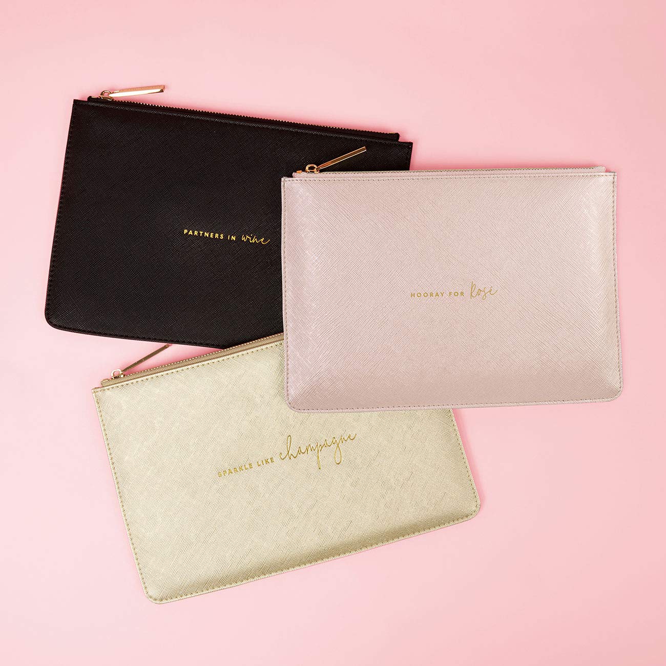 KATIE LOXTON Hooray For Rose Womens Medium Vegan Leather Clutch Sentiment Perfect Pouch Pink