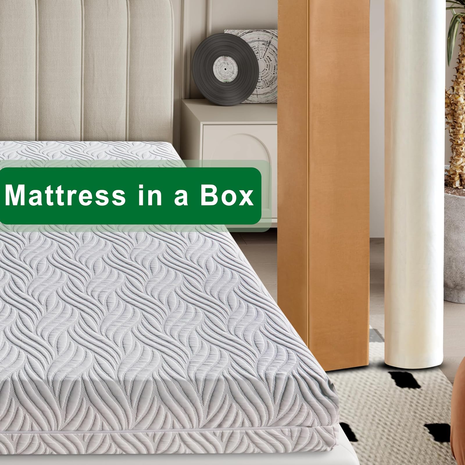 King Size Mattress, 10 Inch Gel Memory Foam Mattress for Cool Sleep & Back Pain Relief, Medium Firm Mattress in a Box, CertiPUR-US Certified, Fiberglass Free, Comfy Support