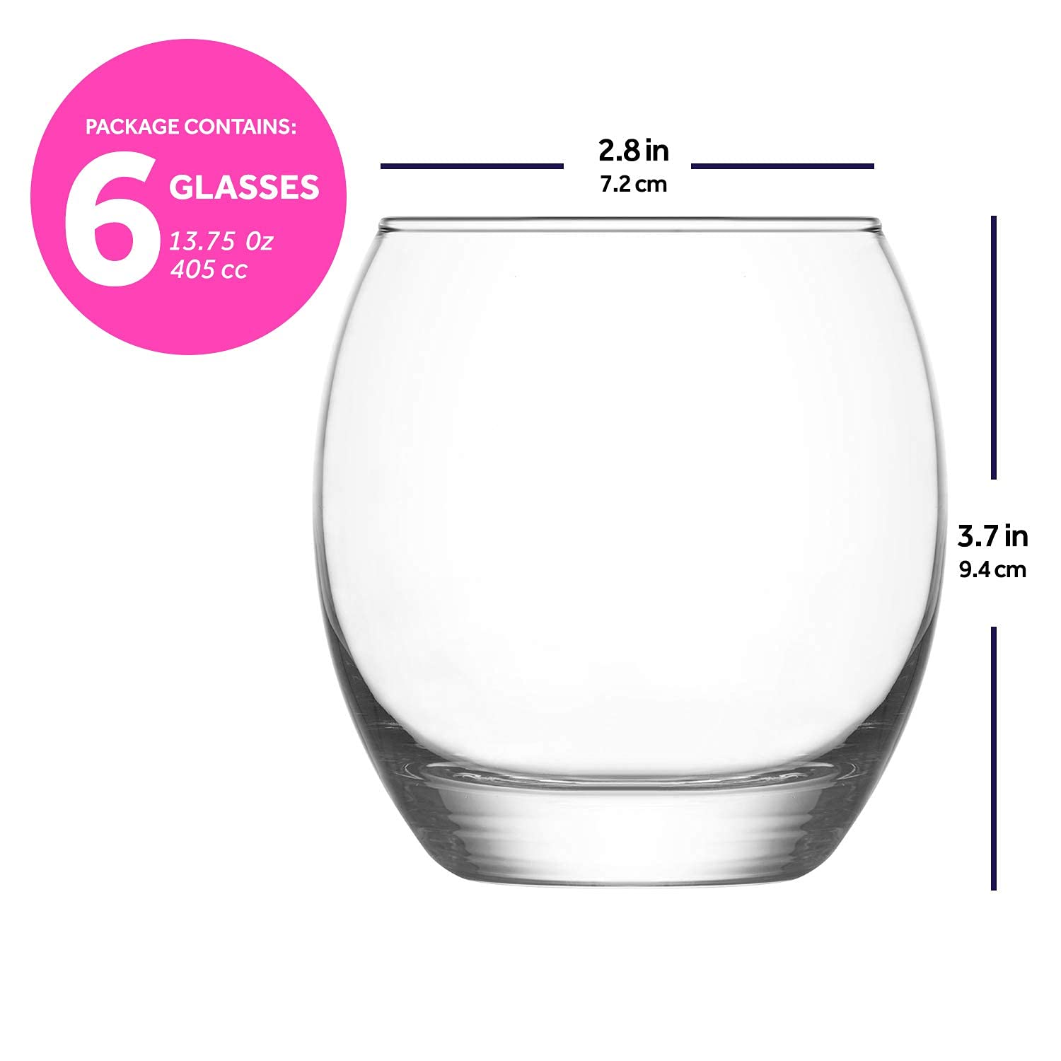 lav Highball Cocktail Glasses Set of 6 - Tall Drinking Glasses for Water, Cocktails, and Juice 17.25 oz - Modern Drinking Glasses for Home, Kitchen, Office - Clear Drinking Glasses