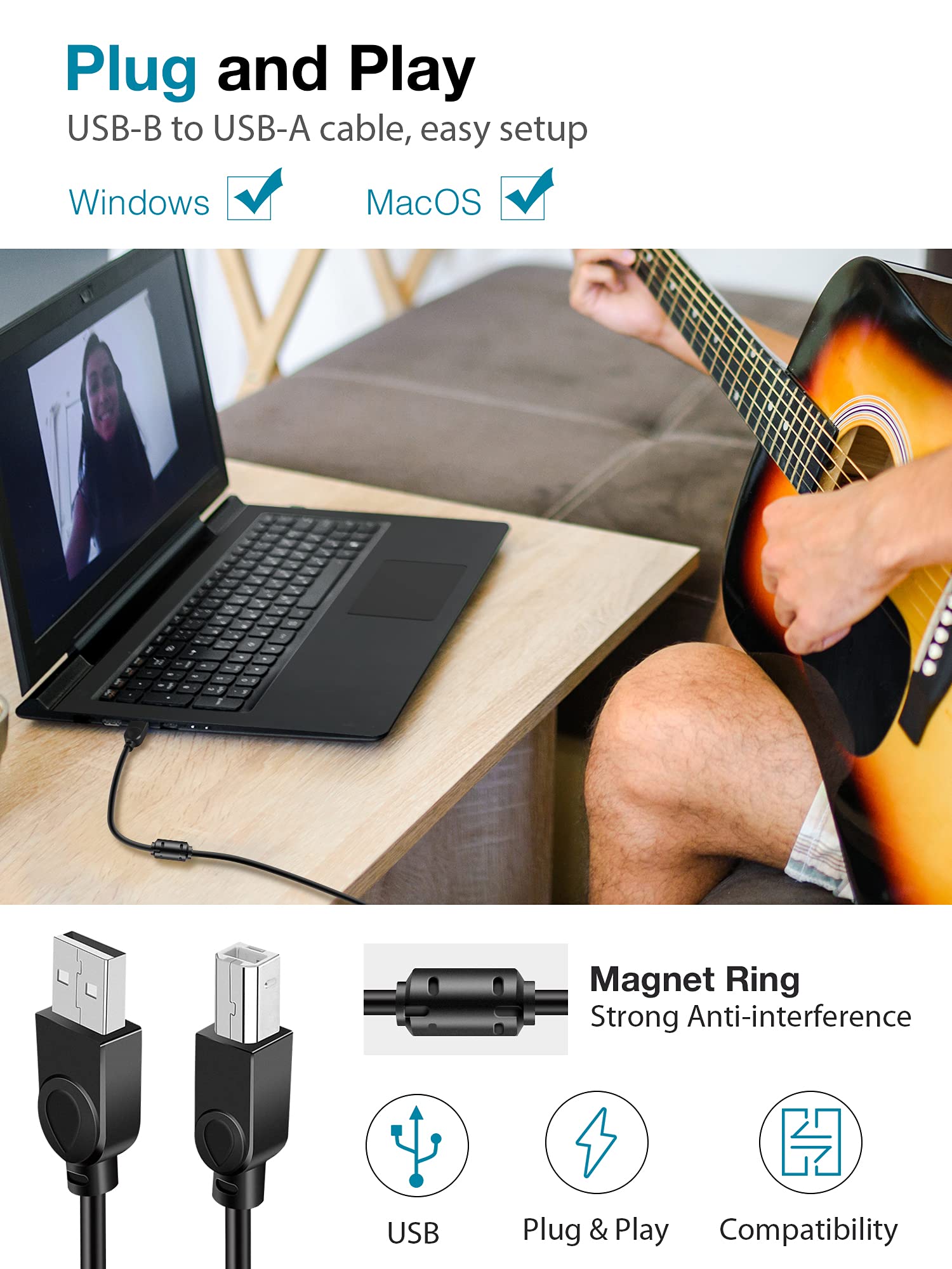 InnoGear USB Microphone, 192KHZ/24BIT Plug & Play PC Computer Professional Cardioid Mic for Mac Windows Vista, 7, 8.1, or 10 System with Mic Stand Shock Mount Pop Filter USB Cable