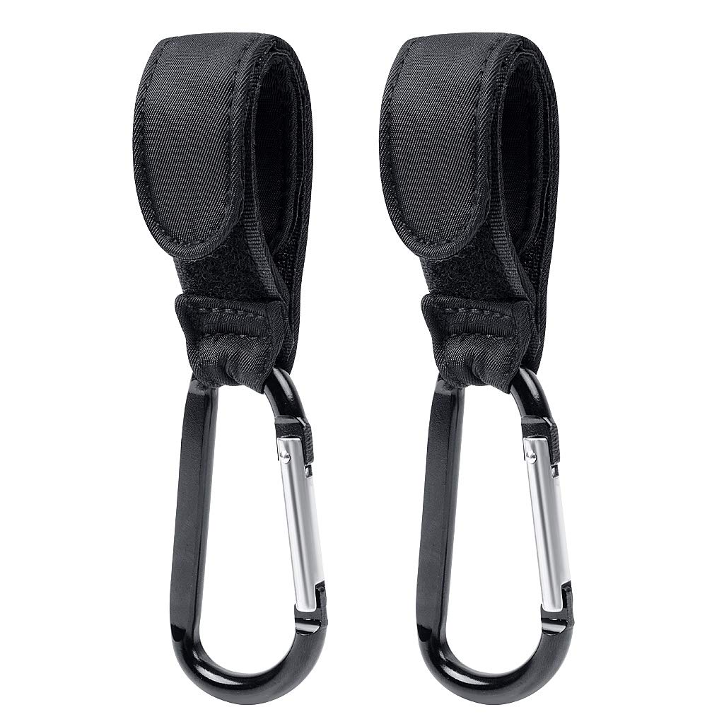 KELYDI Baby Stroller Hooks, A Carabiner Hook That Can Be Used to Hang A Shopping Bag Or Pouch On A Stroller, Pack of 2 in Black