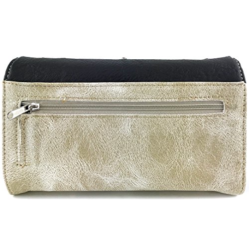 Justin West Cross Studs Concealed Carry Shoulder Handbag Tote Purse Crossbody Wallet (Beige Set)