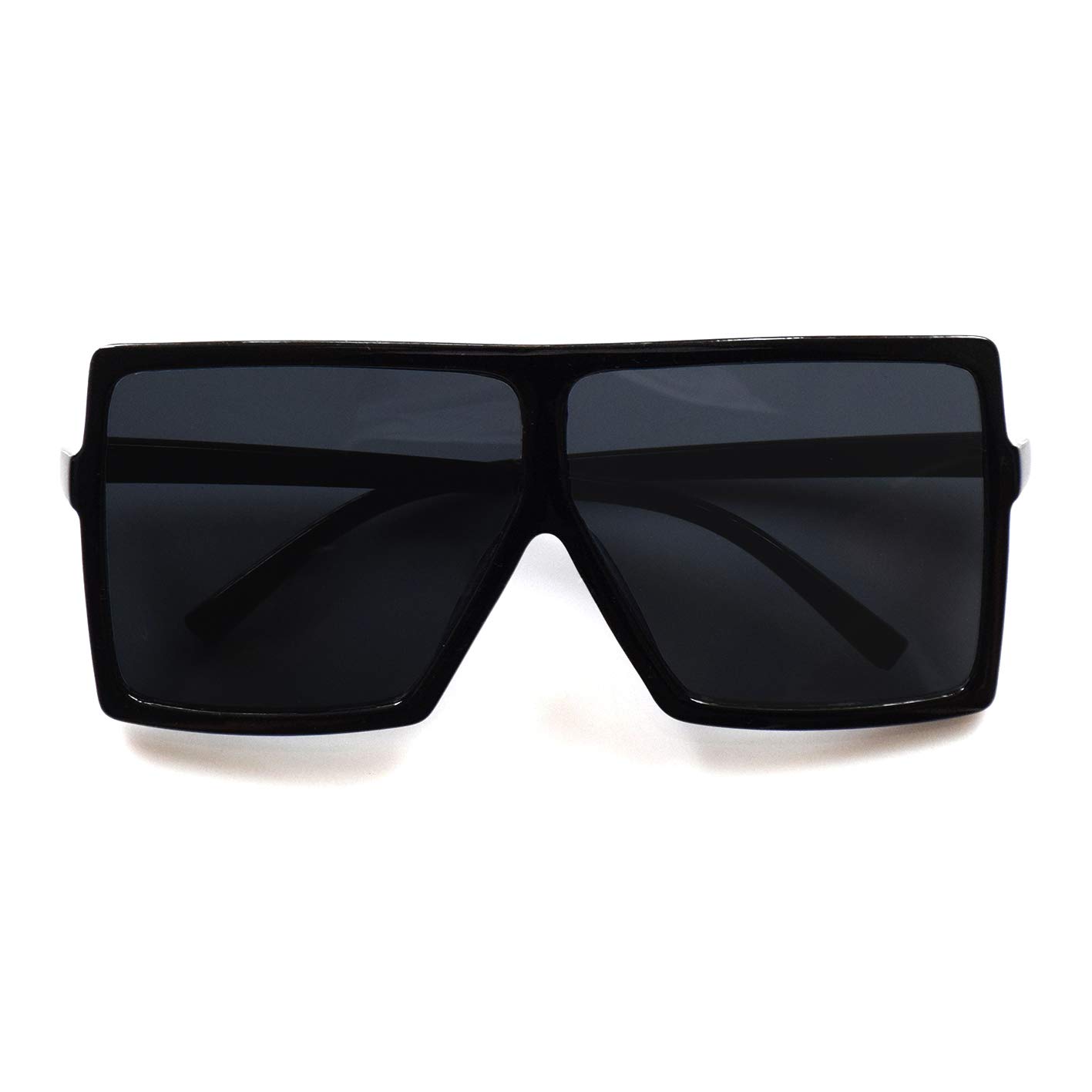 JUSLINK Oversized Square Sunglasses for Women Trendy Flat Top Fashion Shades (Black, 1 pack)