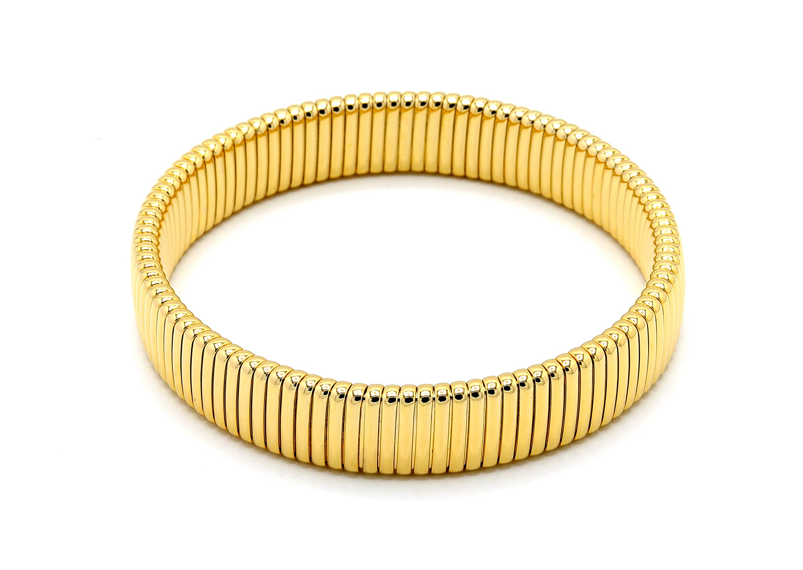 Marshal Metal Fashion Bracelet Tubogas 14k Gold Plated Brass Stretch Omega Cobra Bracelet (12mm)