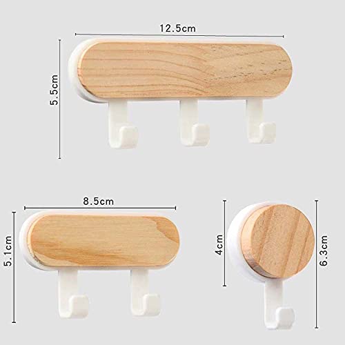 WEISHA Wall Hook 1PC Wall Mounted Self Adhesive Hook Decor Wall Wood Hooks Coat Bag Hanger Organizer Hook Home Kitchen Storage Rack(3 Hooks,Blue)