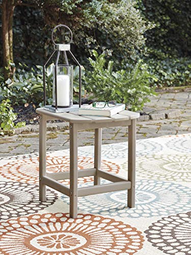 Signature Design by Ashley Sundown Treasure Outdoor Patio HDPE Weather Resistant End Table, Brown