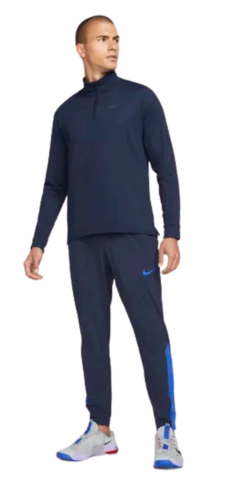 Nike Pro Dri-FIT Men's 1/4-Zip Hyper Dry Training Top, Obsidian/Game Royal/Black, Large