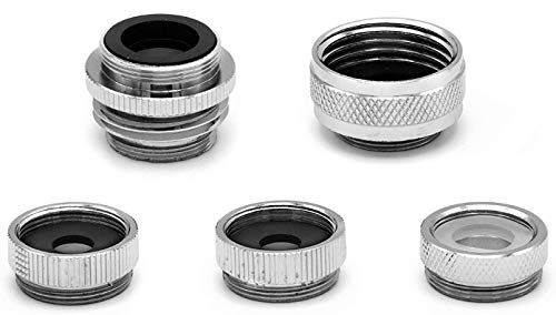 SmarterFresh Five Piece Female Faucet Adapter Kit, Brass Aerator Adapter Set to Connect Garden Hose, Water Filter, Standard Hose via Diverter, in RV & Other - ONLY Compatible with Removable Aerator