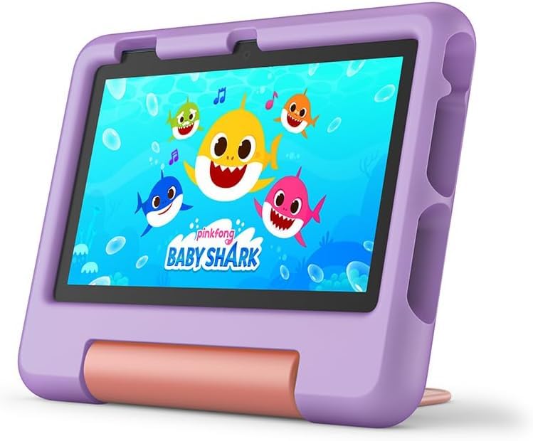 Kids Tablet Bundle: Includes Amazon Fire 7 Kids Tablet (2022) | 16 GB | Purple & Made for Amazon, Kids Bluetooth Headset Ages (3-7) | Purple