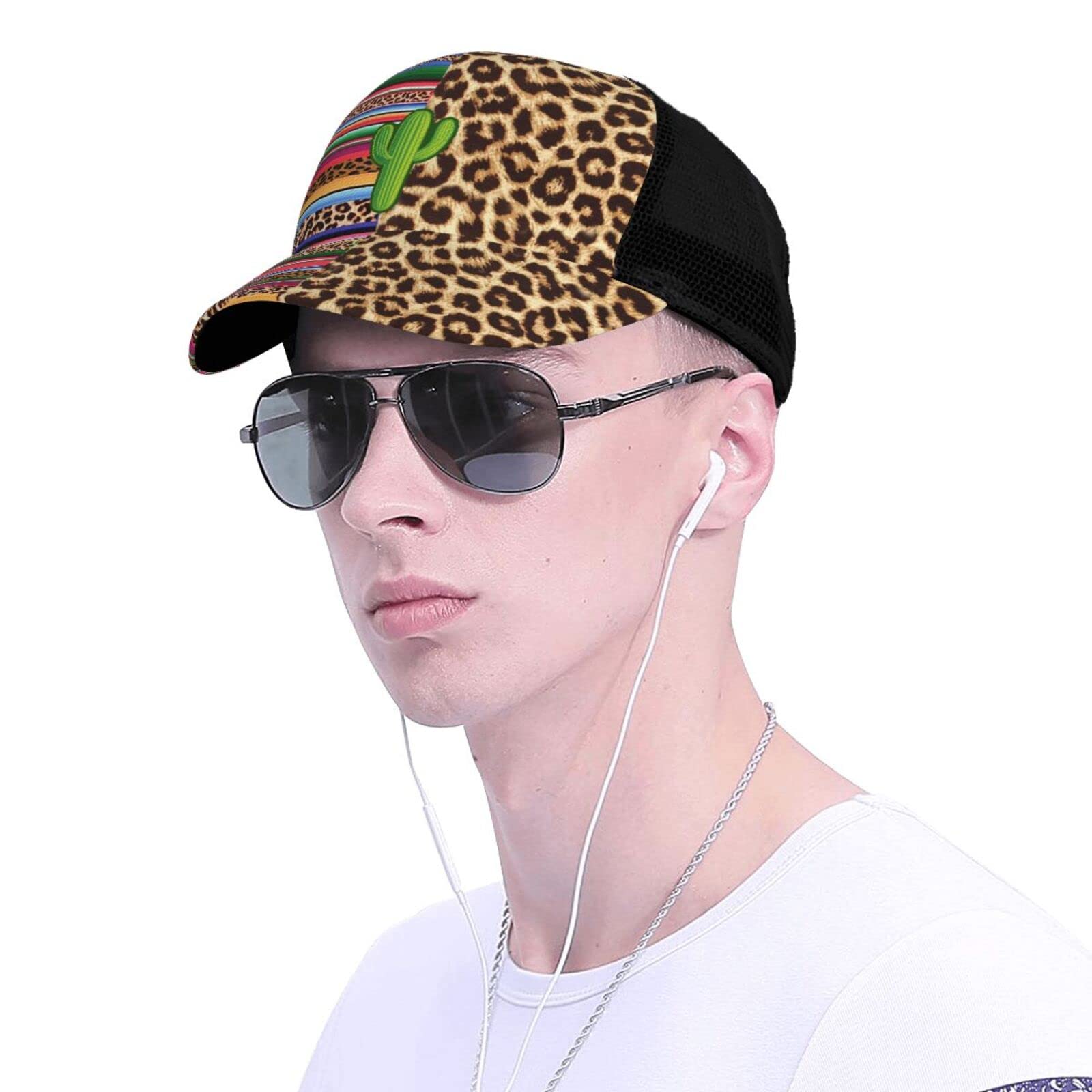 Mowbrou Leopard Print Baseball Cap for Men Women Adjustable Mesh Vented Unisex Trucker Hat Fashion Dad Caps