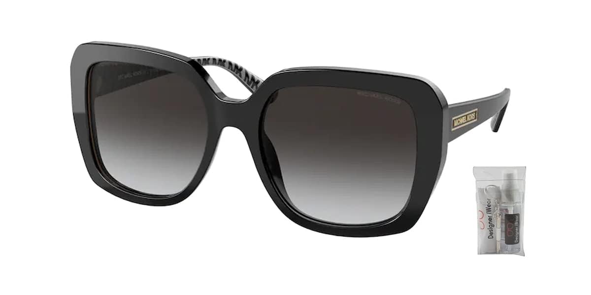 Manhasset MK2140 37778G Black/White Mk Logo Print/Dark Grey Gradient 55MM Square Sunglasses for Women + BUNDLE With Designer iWear Kit