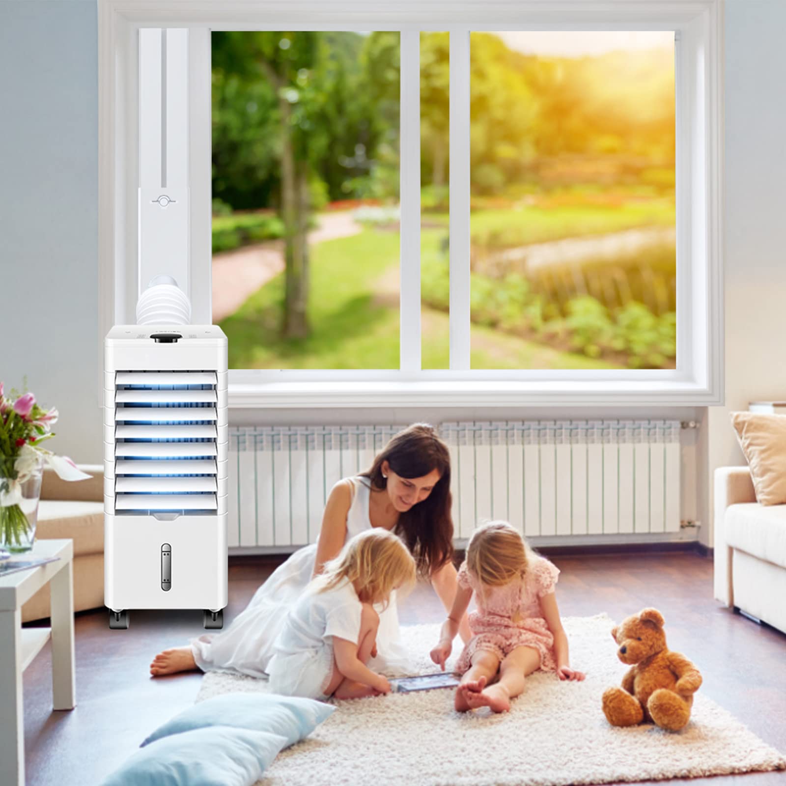 Portable AC Window Kit, AKEYWAVE Air Conditioner Window Vent Kit, Upgrade AC Window Kit for 5.1 or 5.9 inch Diameter Exhaust Hose, Adjustable AC Vent Slide Side Panels Length 16.9 to 60"