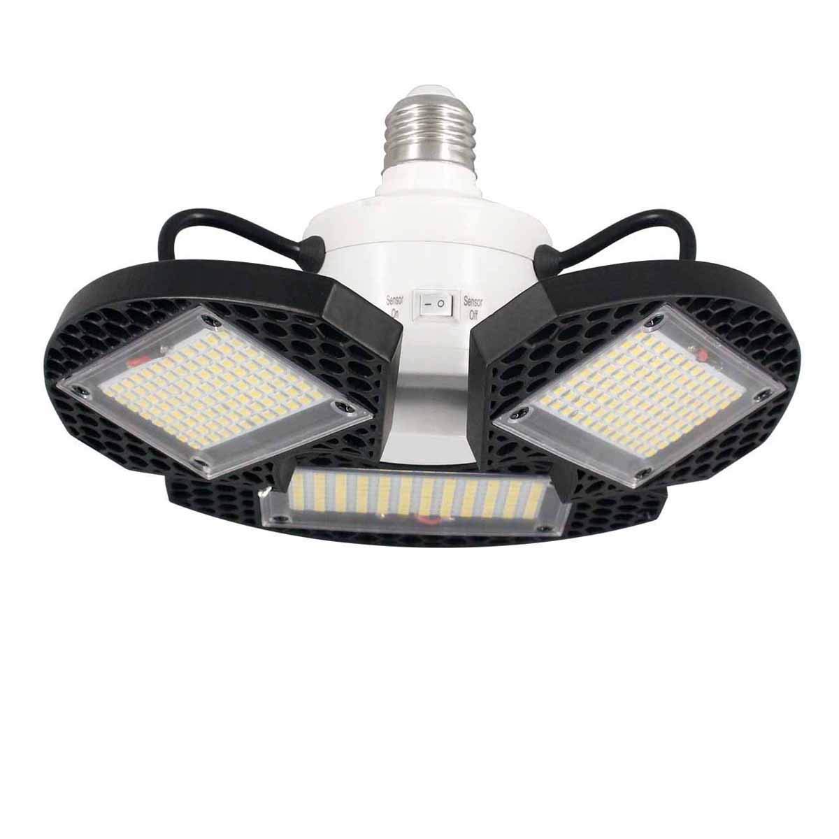 LED Garage Lights Motion Activated,100W Deformable LED Garage Ceiling Lights12500 LM CRI 80 Led Shop Lights for Garage, led Garage Light Motion Sensor Garage Lights with 3 Adjustable 100W1PK