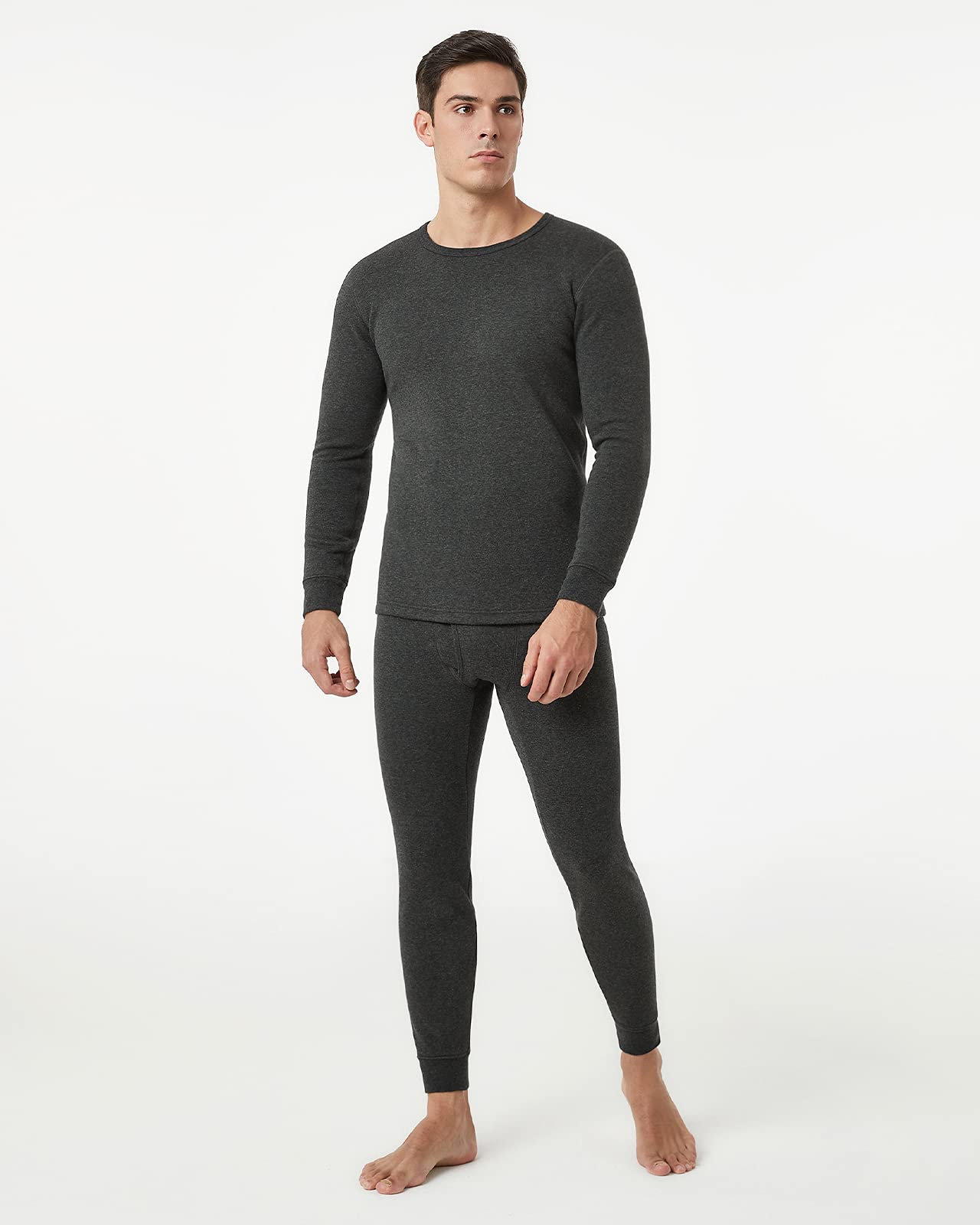 LAPASA Men's Ultra Heavyweight Thermal Underwear Set Extreme Cold Weather Base Layer Top Bottom Fleece Lined Long Johns M63 Medium Dark Grey