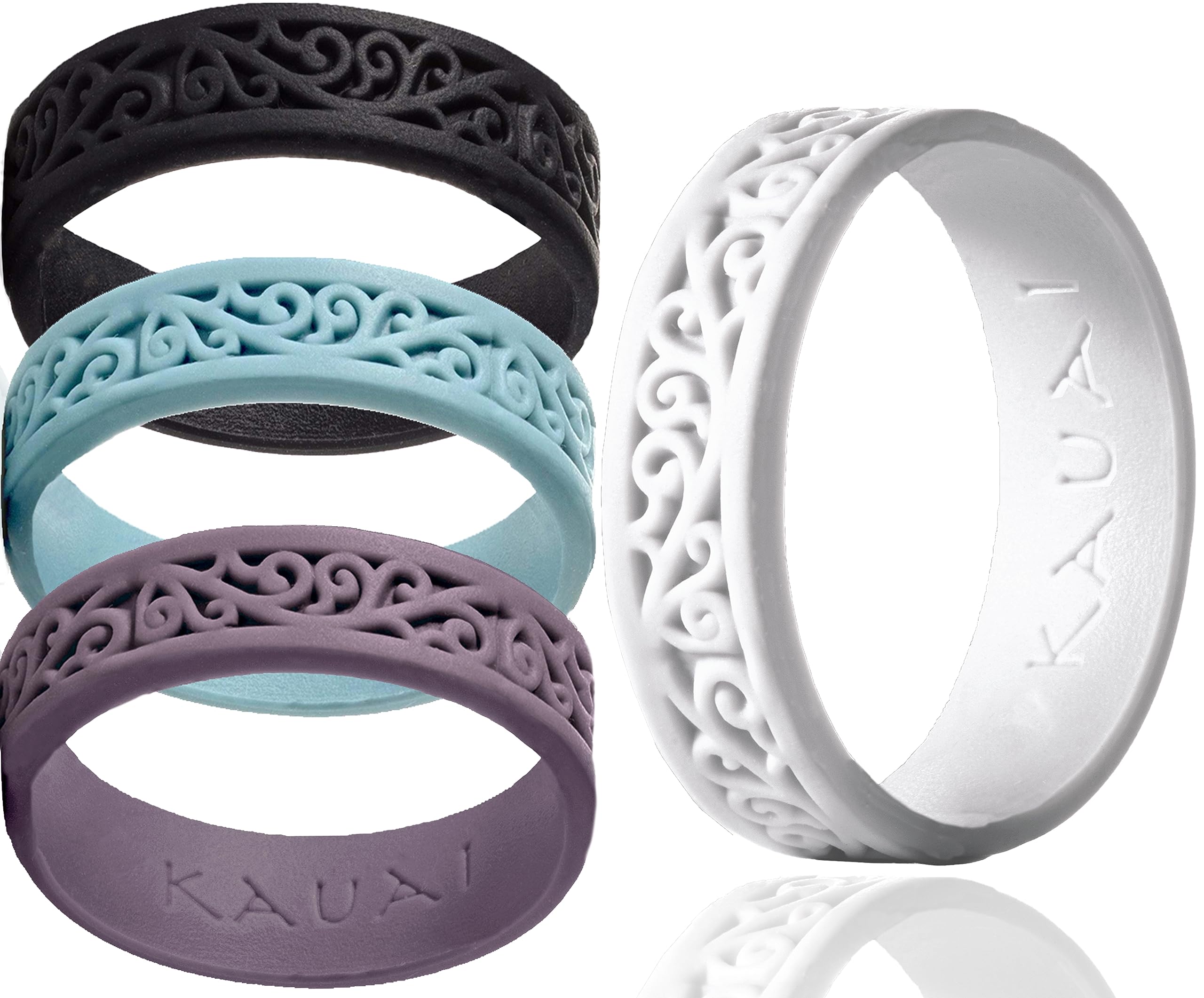 KAUAI Silicone Rings for Women – Soft and Pretty. Comfortable, Breathable, Stackable Rings. Lightweight Rubber Womens Engagement Ring & Wedding Band. Women’s thin Unisex Bands