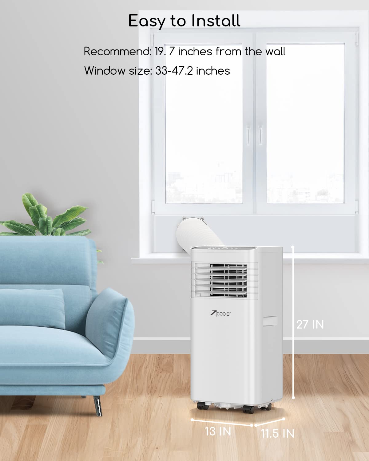 Portable Air Conditioners, 8000 BTU Air Conditioner, Dehumidifier, Fan 3-in-1, Portable AC Unit with Remote Control, Quiet Operation, Includes Window Mount Kit, for Rooms up to 300 sq ft