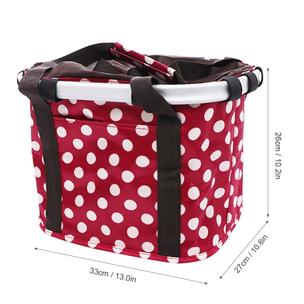 Lixada Bike Basket Detachable Folding Bicycle Small Dog Bike Front Carrier Baskets with Cute Pattern Removable Quick Release Cycling Handlebar Bag Mountain Bike Women Picnic Shopping Commuting