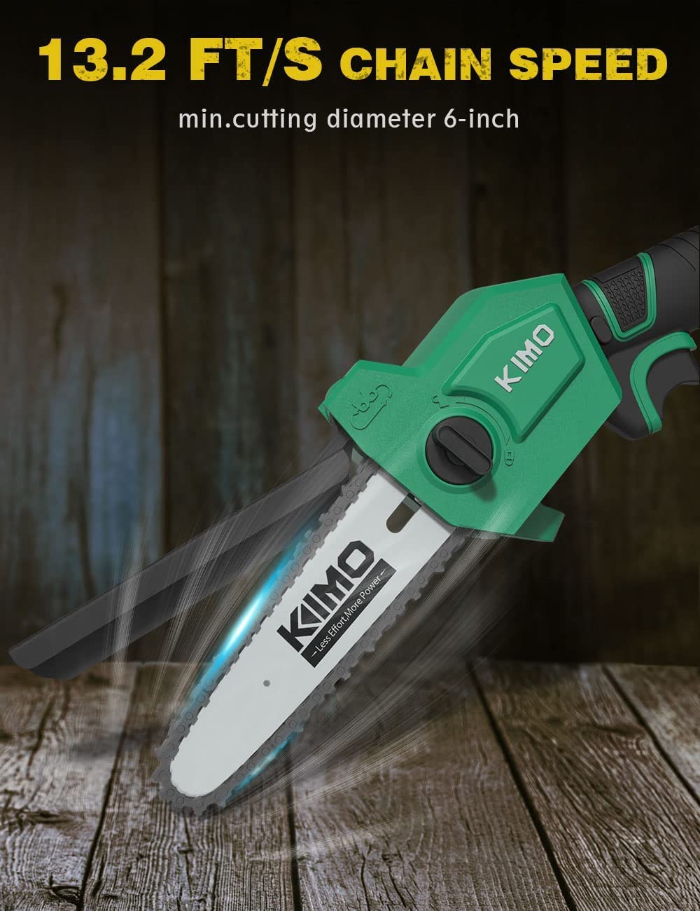 KIMO 6 Inch Brushless Mini Chainsaw with 2 Battery, 2.3Lb Handheld Chainsaw with Safety Lock, Battery Powered Chainsaw, Cordless Chainsaw with Battery and Charger, Electric Chainsaw For Wood Cutting