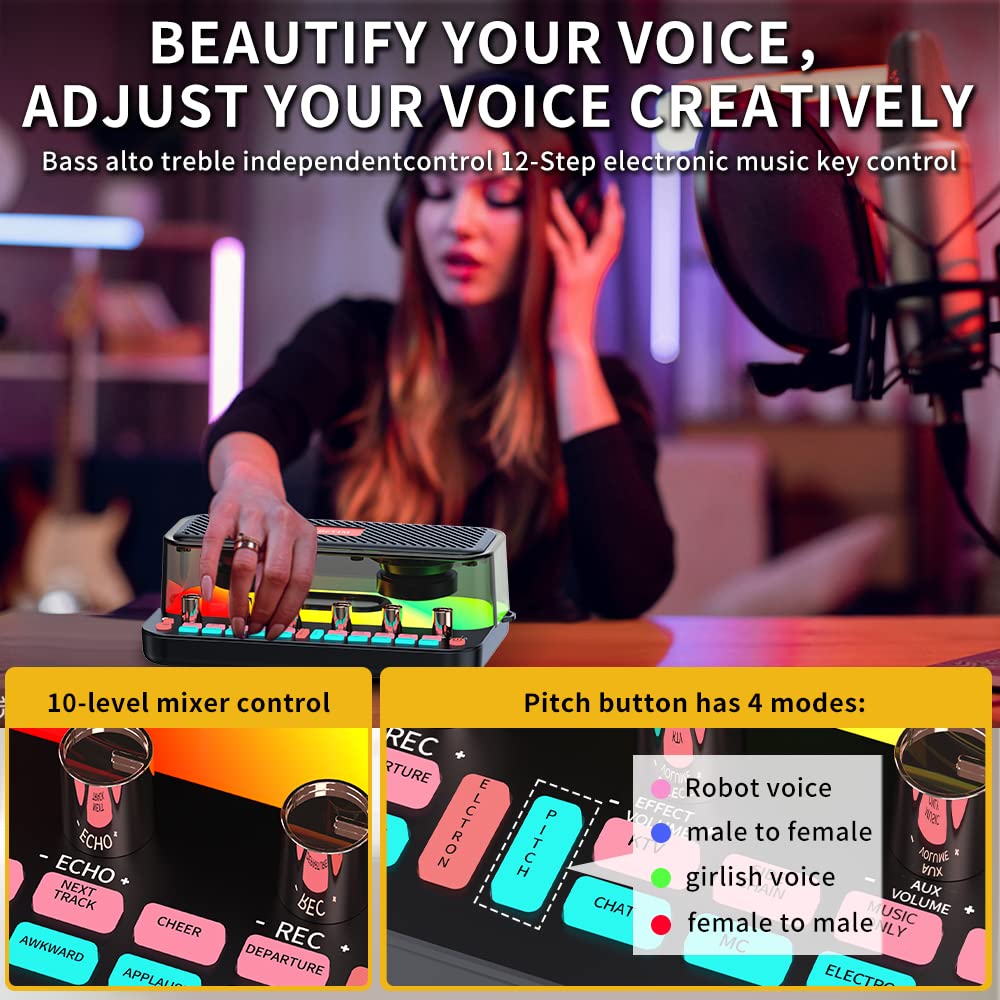 Podcast Equipment Bundle, Audio Interface Audio Mixer & Recording Accessories Podcast Kit with 3.5mm Microphone Perfect for Recording,Live Streaming,Gaming,Compatible with PC,Smartphone,Play Station