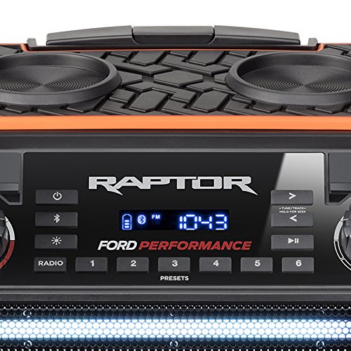 ION Audio Raptor | Ultra-Portable 100-Watt Wireless Water-Resistant Speaker with 75-Hour Rechargeable Battery, Bluetooth Streaming, AM/FM Radio and Multi-Color Light Bar