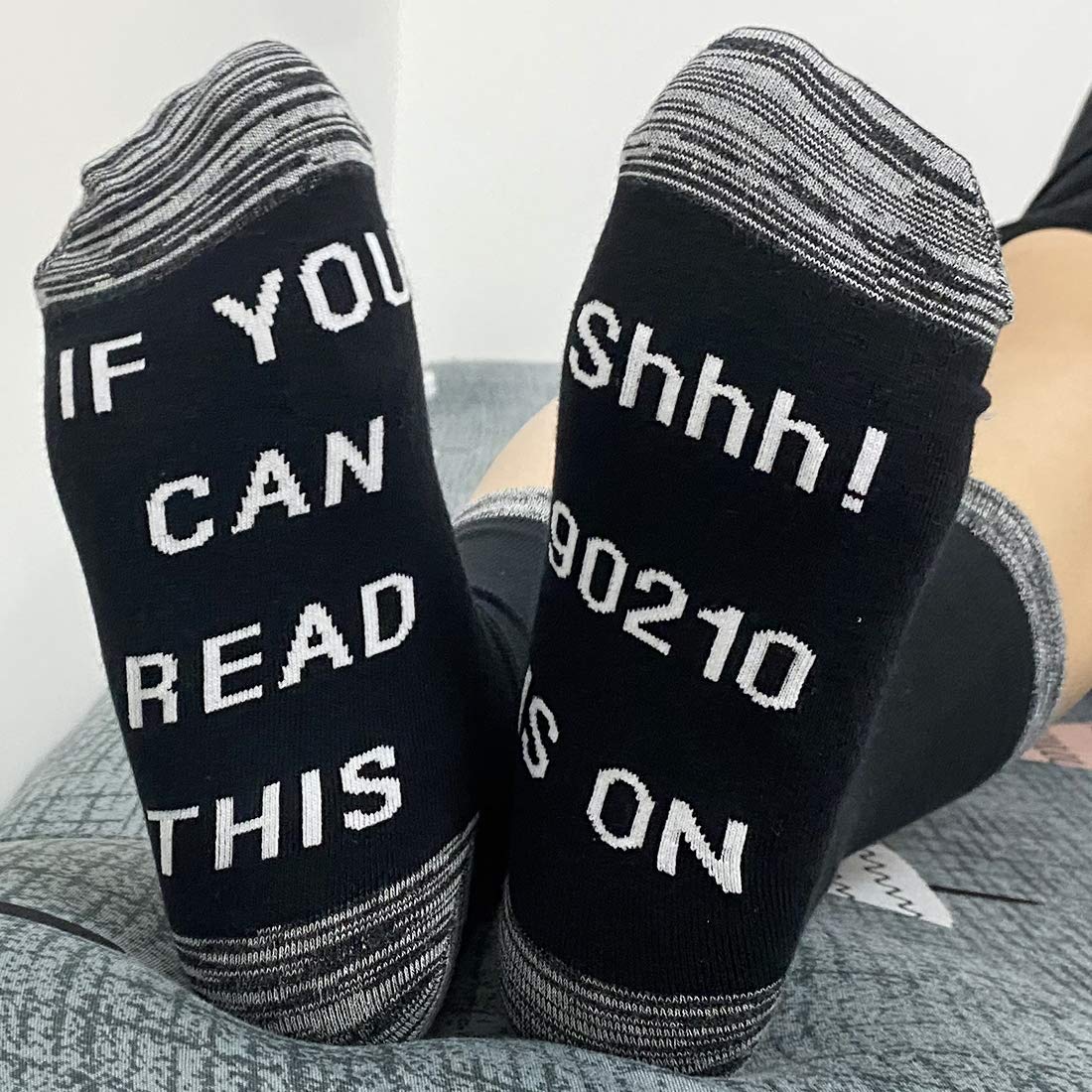 JXGZSO 2 Pairs TV Show Inspired Sock Retro Gift If You Can Read This Shhh! Show Is On Socks (10 Is On)