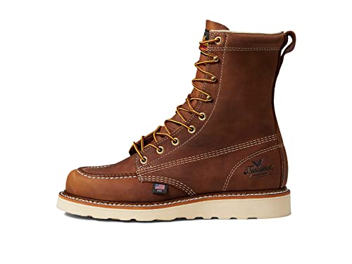 Thorogood American Heritage 8” Moc Toe Work Boots For Men Breathable Leather Boots With Slip-Resistant MAXWear Wedge Outsole and Goodyear Storm Welt, Trail Crazyhorse - 8.5 D US