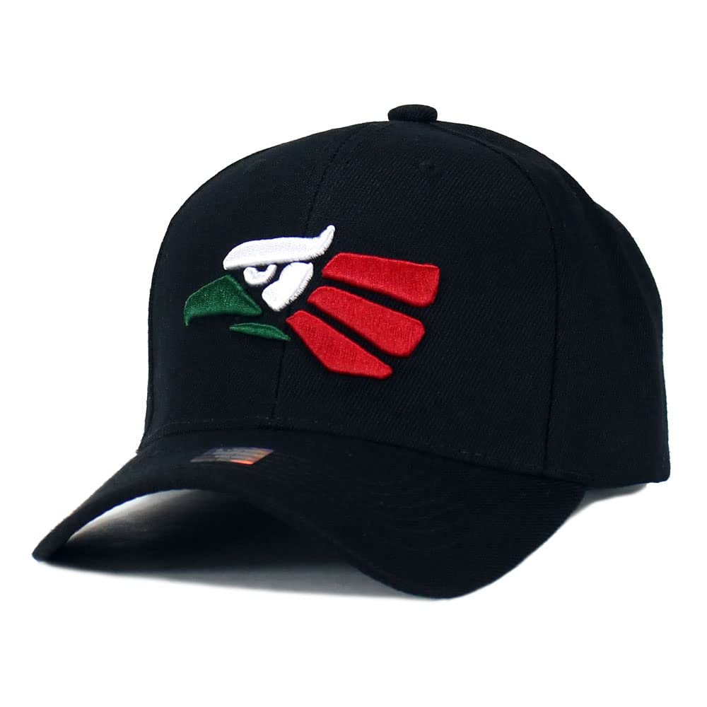 Mexican Mexico Hat Hecho En Mexico Eagle Aguila Snapback Flat Bill Baseball Cap (Black- Black Eagle)