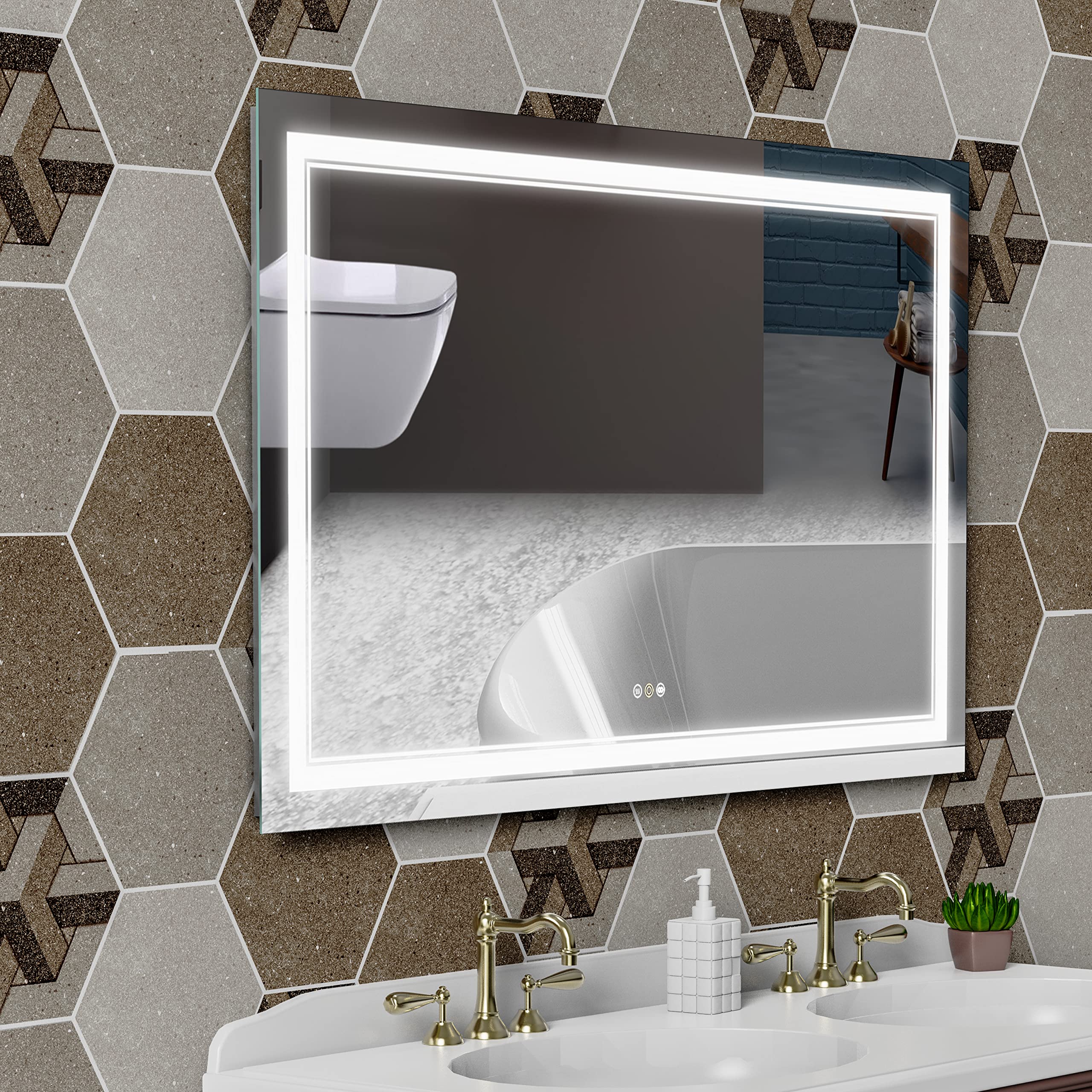 LED Mirror for Bathroom, 24x40 inch Anti Fog Bathroom Mirror with Lights, Lighted Mirrors for Bathroom Wall with Smart Touch Button, Memory, Wall Switch