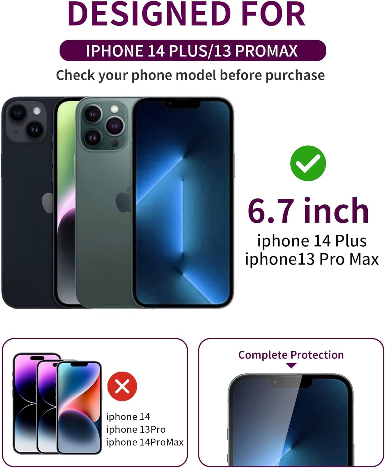 Ifaeveus 2 Pack Privacy Screen Protector for iPhone 13 Pro Max/14 Plus Tempered Glass for iPhone13ProMax/14Plus 6.7inch Private Glass Anti-Spy Anti-Blue Light Anti-Scratch Bubble Free Full Coverage