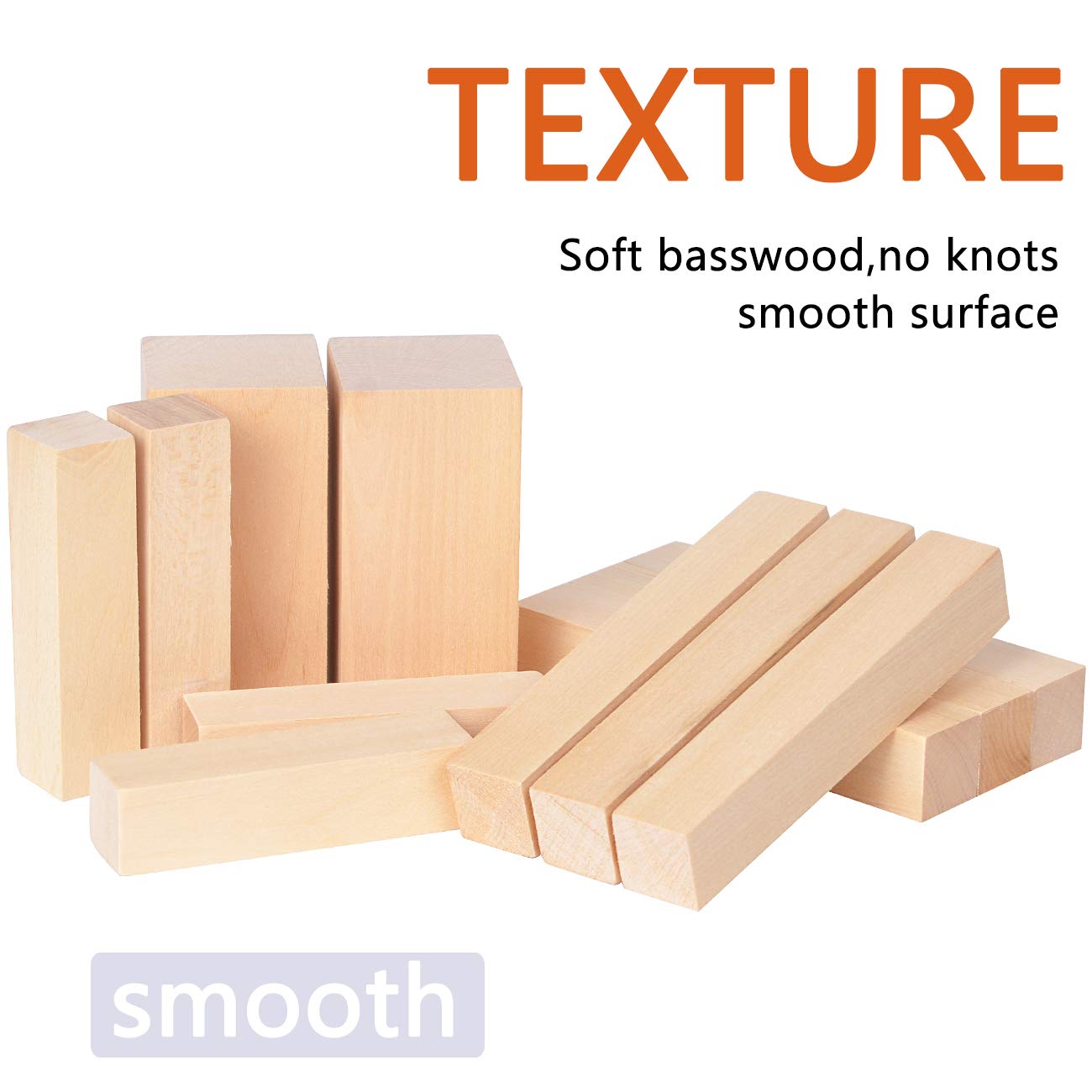 Kingcraft 12 Pack Basswood Carving Blocks Soft Solid Wooden Whittling Kit for Whittler Starter Kids