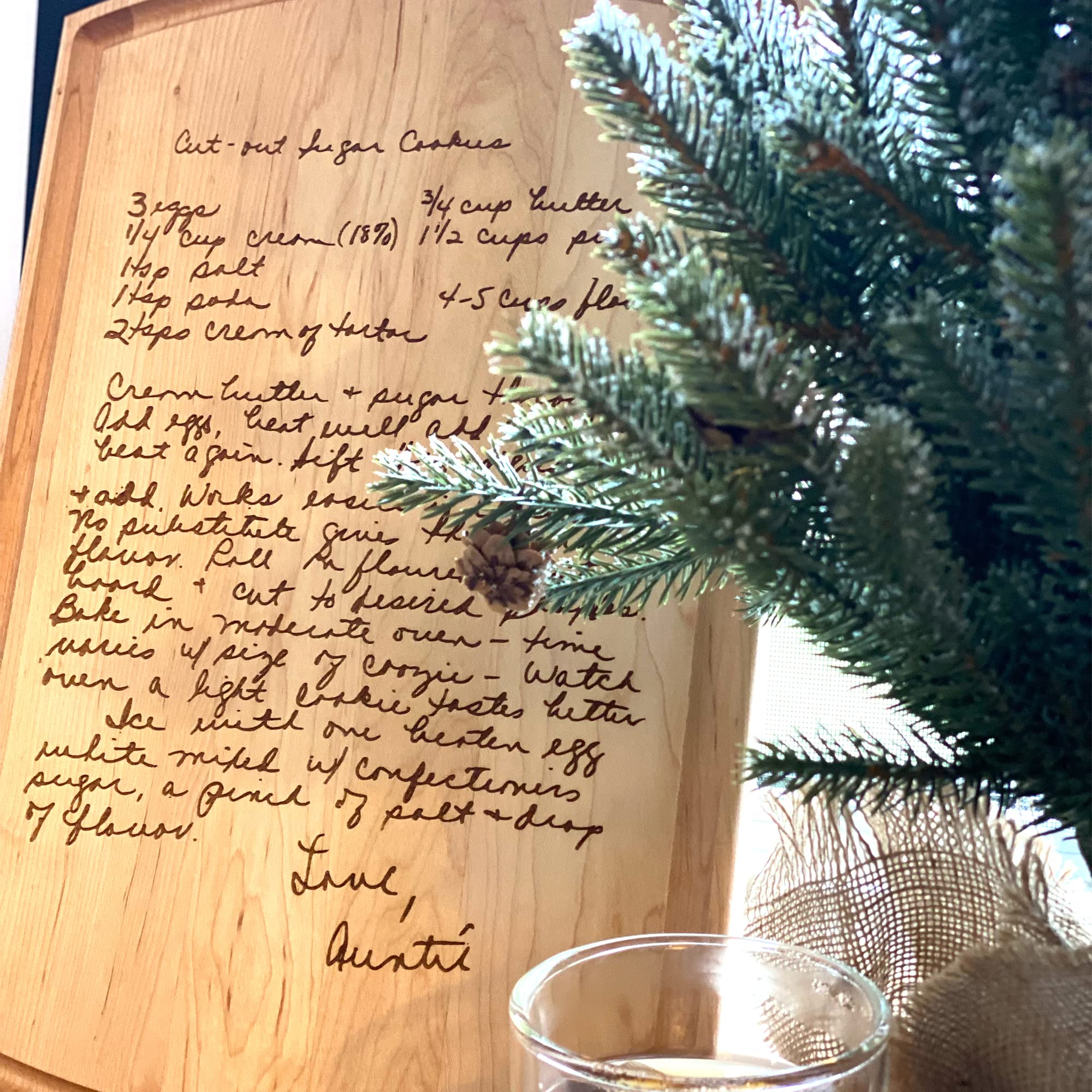 Original Handwritten Recipe Cutting Board - Best Unique Gift for Her - Multiple Sizes & Styles - Maple, Cherry or Walnut Wood - Best Gift Idea for Mom, Daughter, Grandma, Sister, Aunt