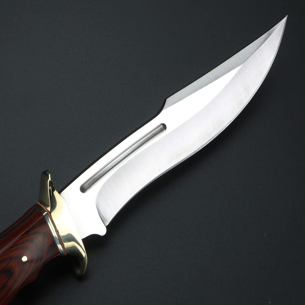 liuliang1 12.2'' Hunting knife Fixed Blade with the sharpest 3Cr13MoV stainless steel Red sandalwood Handle+sheath for Outdoor Survival, Camping