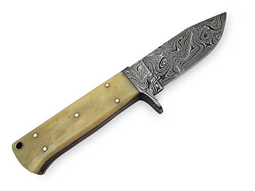 Knife King Handmade Damascus Hunting Knife-Natural Bone Handle-9" Fixed Blade Knife with Leather Sheath-Master Quality EDC Survival Knife-Camping Knife Ideal Gift for Men and Women