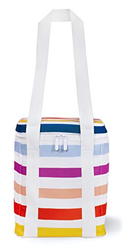 Kate Spade New York Wine Cooler Bag, Insulated Bag for Picnics, 4-Bottle Wine Tote, Large Capacity Soft Cooler, Candy Stripe