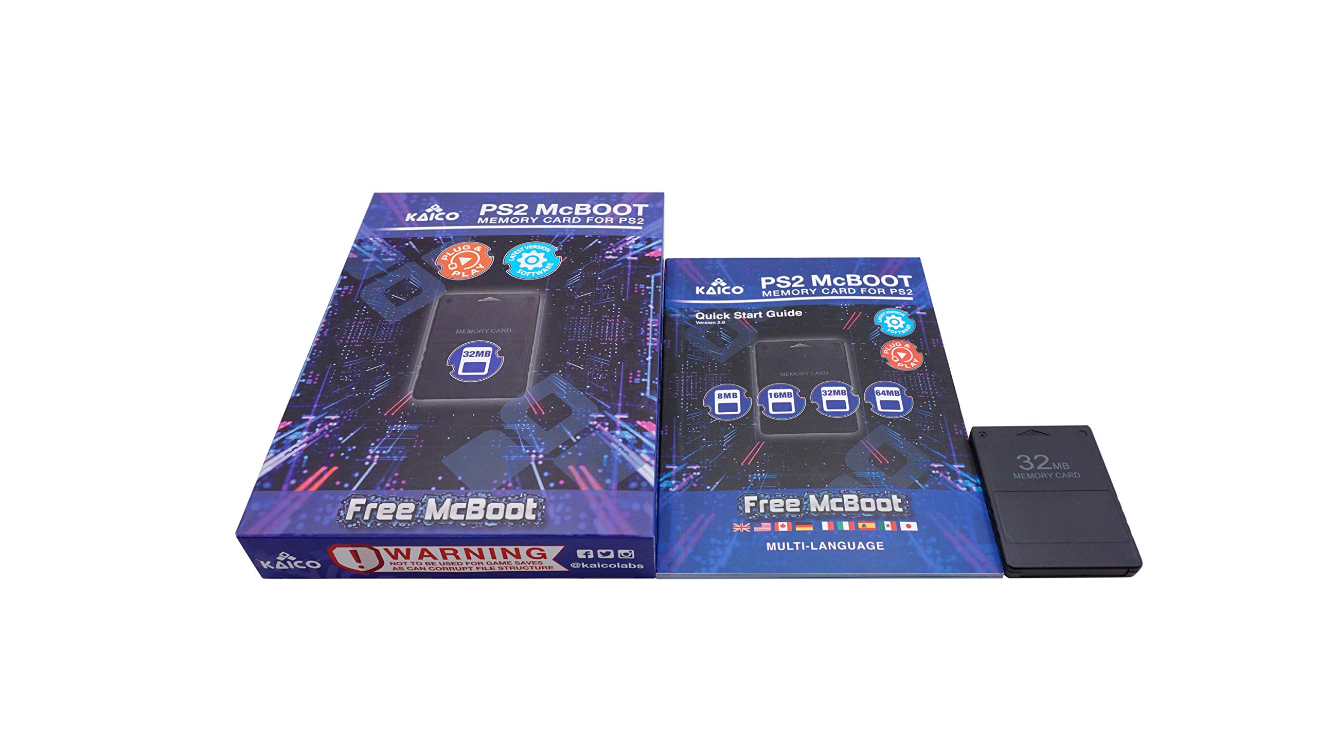 Kaico Free Mcboot 32MB PS2 Memory Card Running FMCB PS2 Mcboot 1.966 for Sony Playstation 2 - FMCB Free Mcboot Your PS2 - Plug and Play - Playstation 2 CFW McBoot 1.966