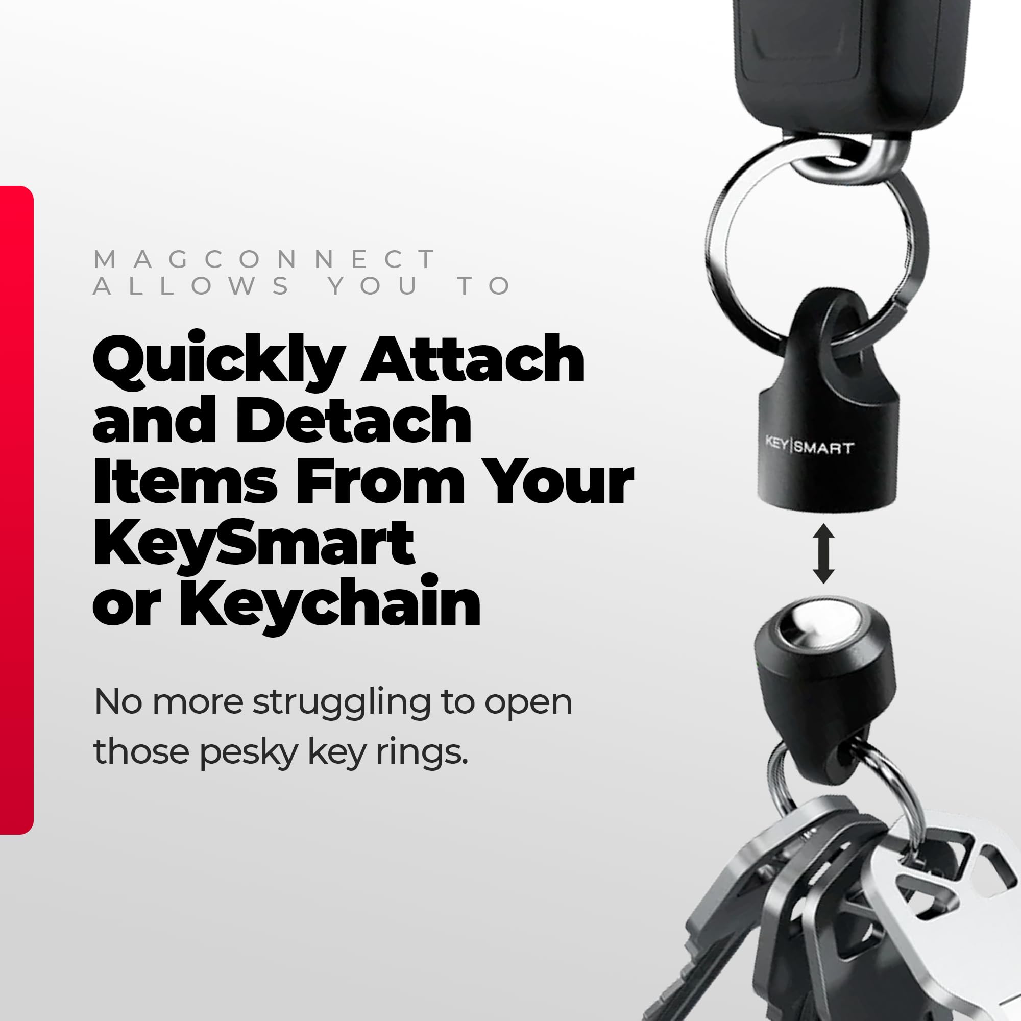 KeySmart MagConnect Magnetic Quick Release Keychain, Secure Pull-Apart Key Attachment Accessory for Bags, Belt, Car Key Fob