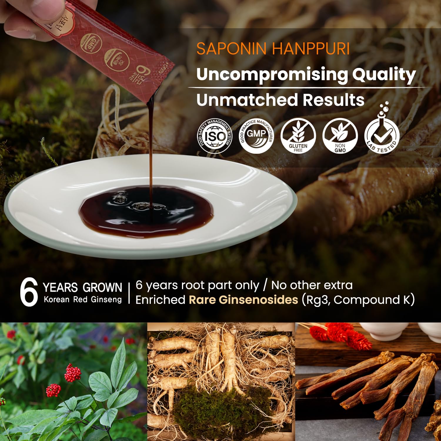 Korean Panax Red Ginseng Extract-6 Year Roots Ginsenoside-20mg Made in Korea. Every Day for Immunity, Energy & Stamina Boost, Memory, Mood, Focus, and Overall Health 10g X 30 Pcs