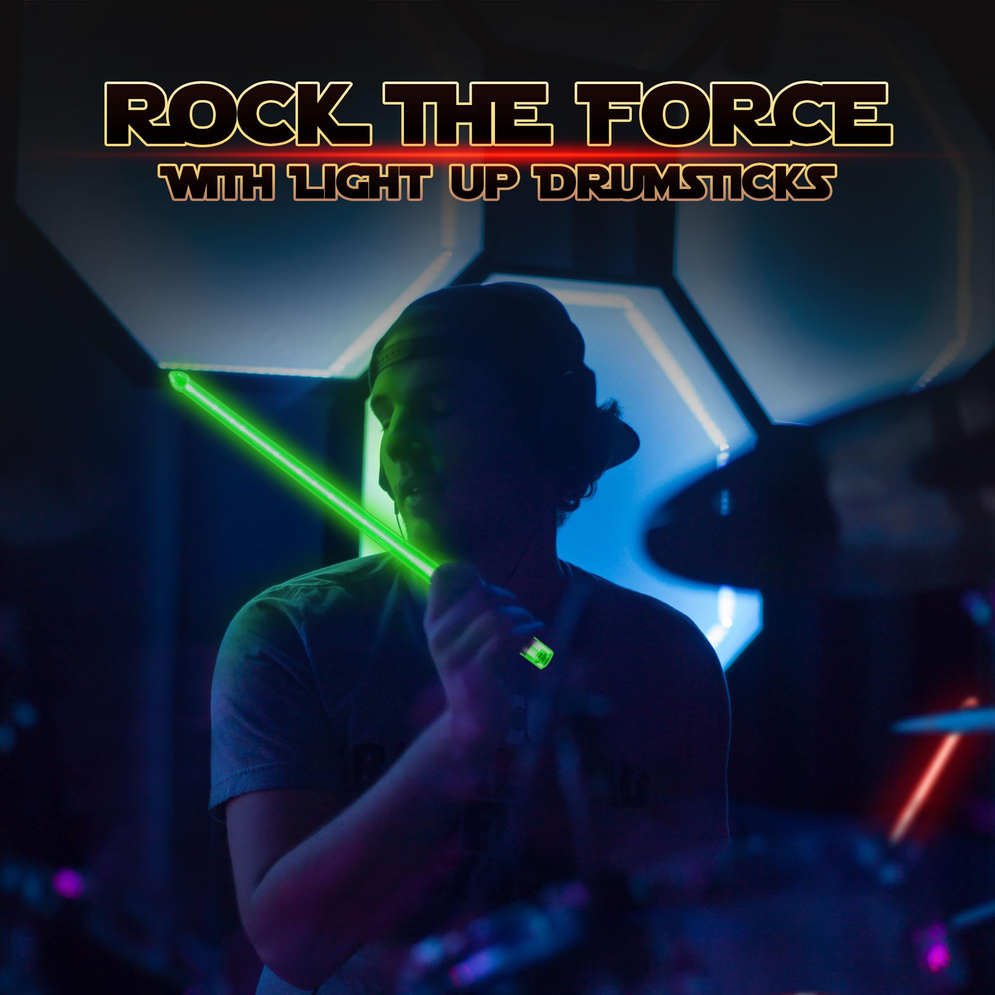 Lightsaber Drum Sticks Light Up Drum Sticks For Adults Lighted LED Rechargeable 15 Color Changing Star Wars Glow Drumming Drumsticks Glowing Drummer Plastic Drum Stick Anime Gift Set 2Sticks Per Pack