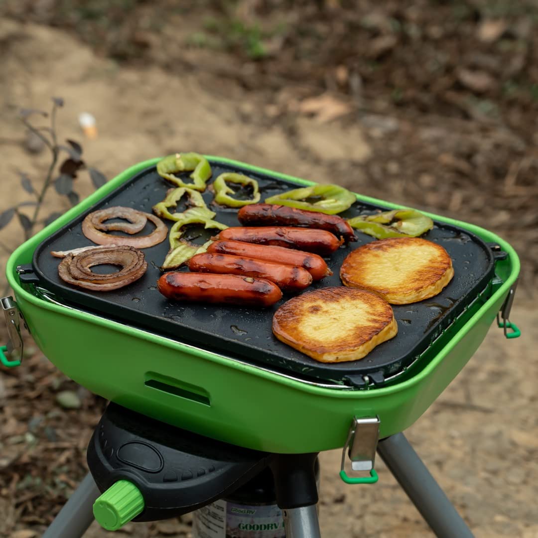 Multi-Function Portable Propane Gas Grill, Stand-Up Camping Griddle Propane Grill Suitable for 1-3 people,8000 BTU Burner ,9.5 x 12 Inch Cooking Surface,Portable Bag For Easy Carrying
