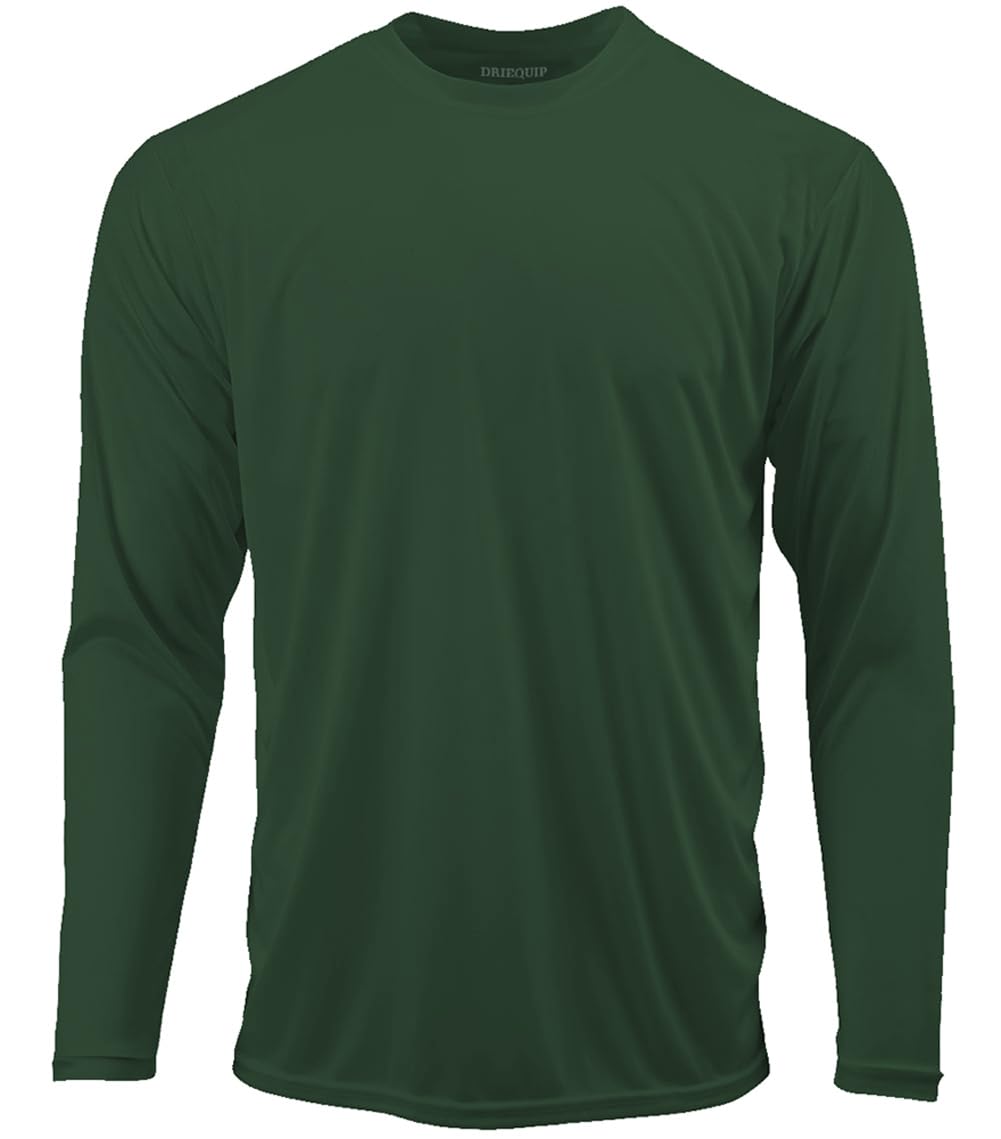 Joe's USA DRI-Equip Long Sleeve Moisture Wicking Athletic Shirt | Medium-Forest Green