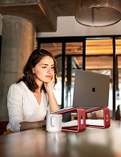 Laptop Stand for Desk Aluminum Computer Stand for Laptop Riser Holder Notebook Stand Compatible with MacBook Air Pro, Dell, HP, Lenovo Samsung, Alienware All Laptops 11-17.3β (Red)