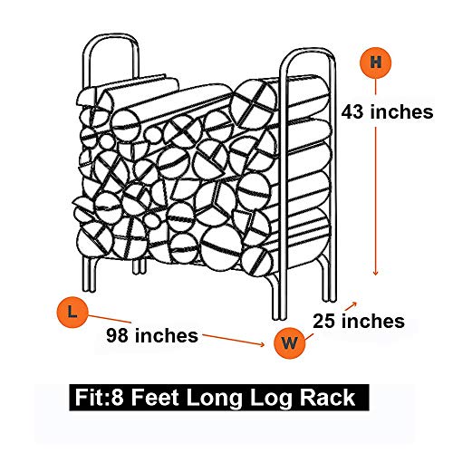 Silvotek Firewood Rack Cover - 8 Feet Log Rack Cover with Durable and Water Resistant 210D Fabric Material, Outdoor Firewood Cover All-Weather Protection