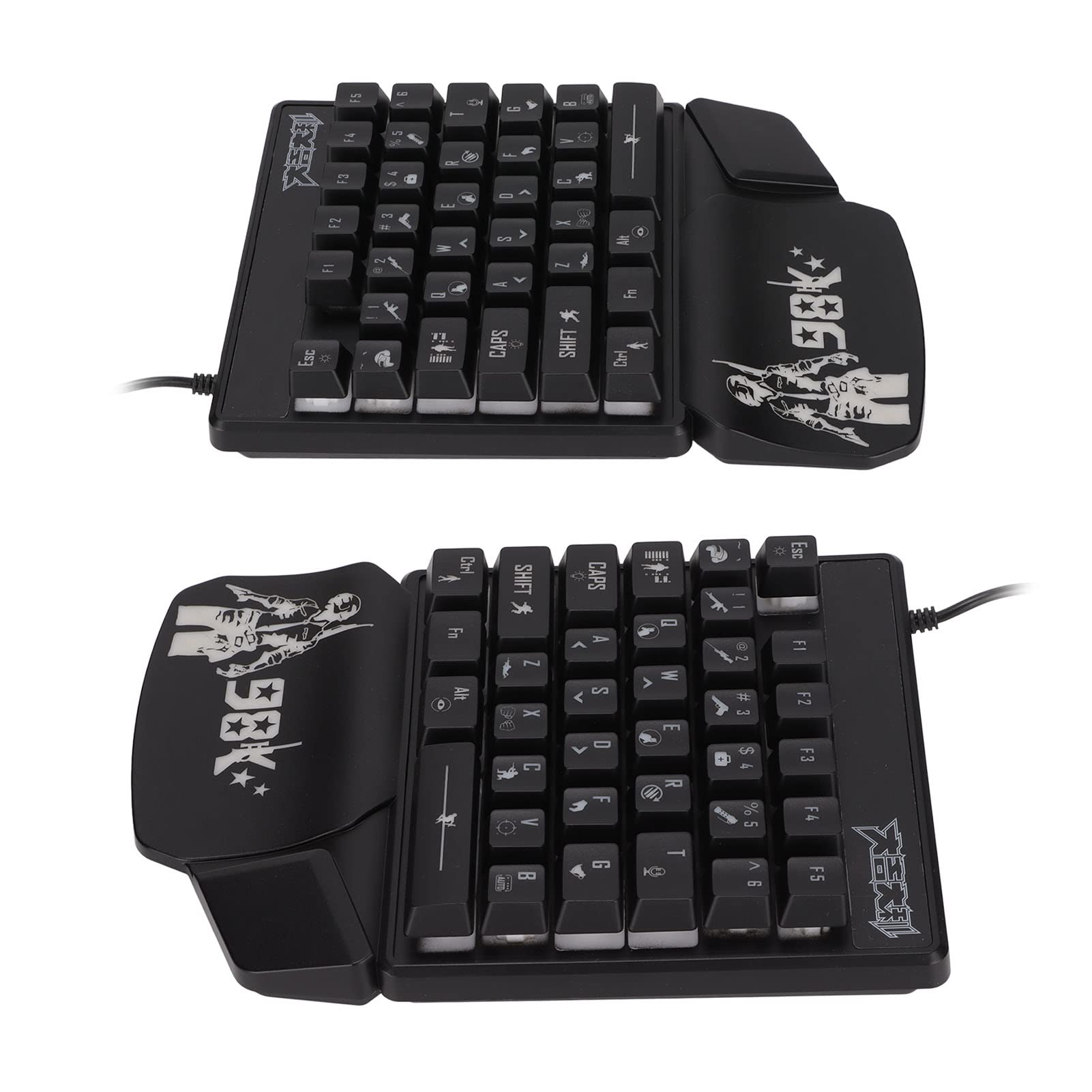 Shanrya Onehand Keyboard Onehand Gaming Keyboard LED Luminous 35 Keys Ergonomic Design for Esports Games for Computer