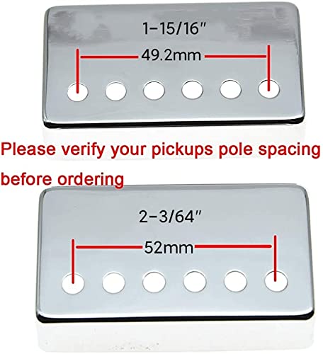 KAISH Set of 2 Humbucker Guitar Pickup Cover Brass Humbucker Pickup Covers 49.2mm/52mm Pole Spacing Pickup Covers Chrome